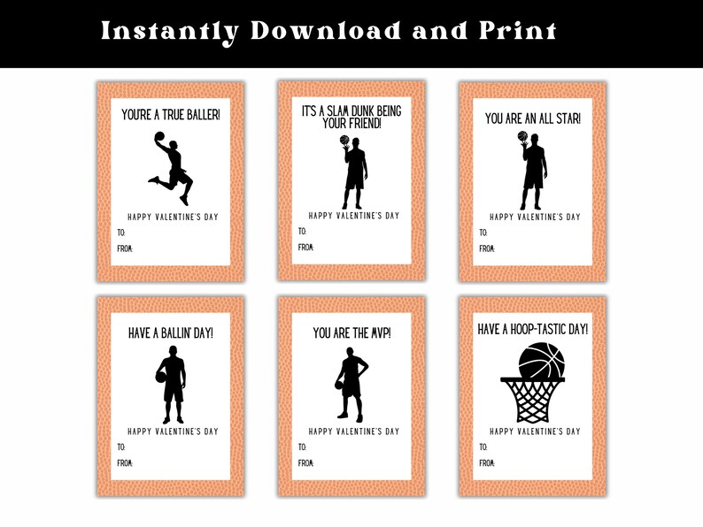 Printable Basketball Valentines Day Card, Basketball Pun Valentine ...