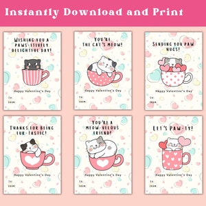 Printable Cat Valentines Day Card, Funny Pun Valentine Cards for Kids ...