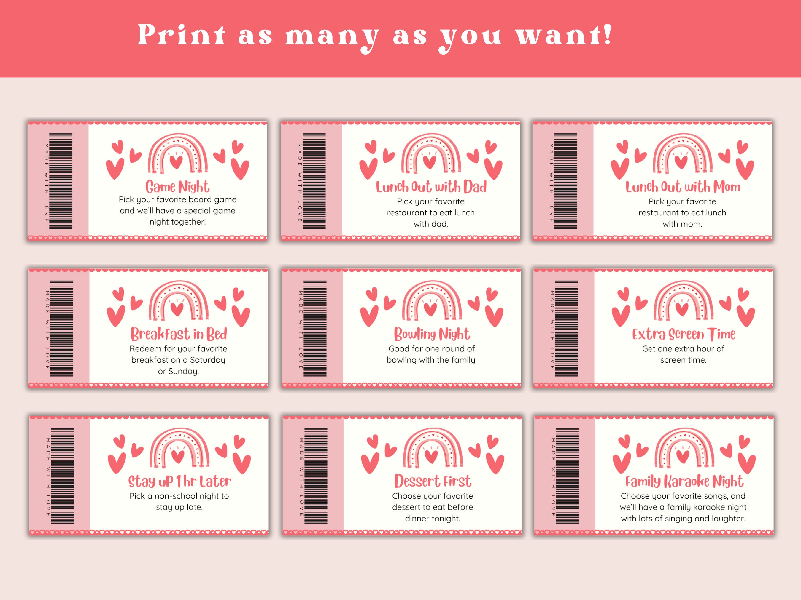 Coupon Book for Kids, Printable Reward Coupons for Kids, Birthday ...