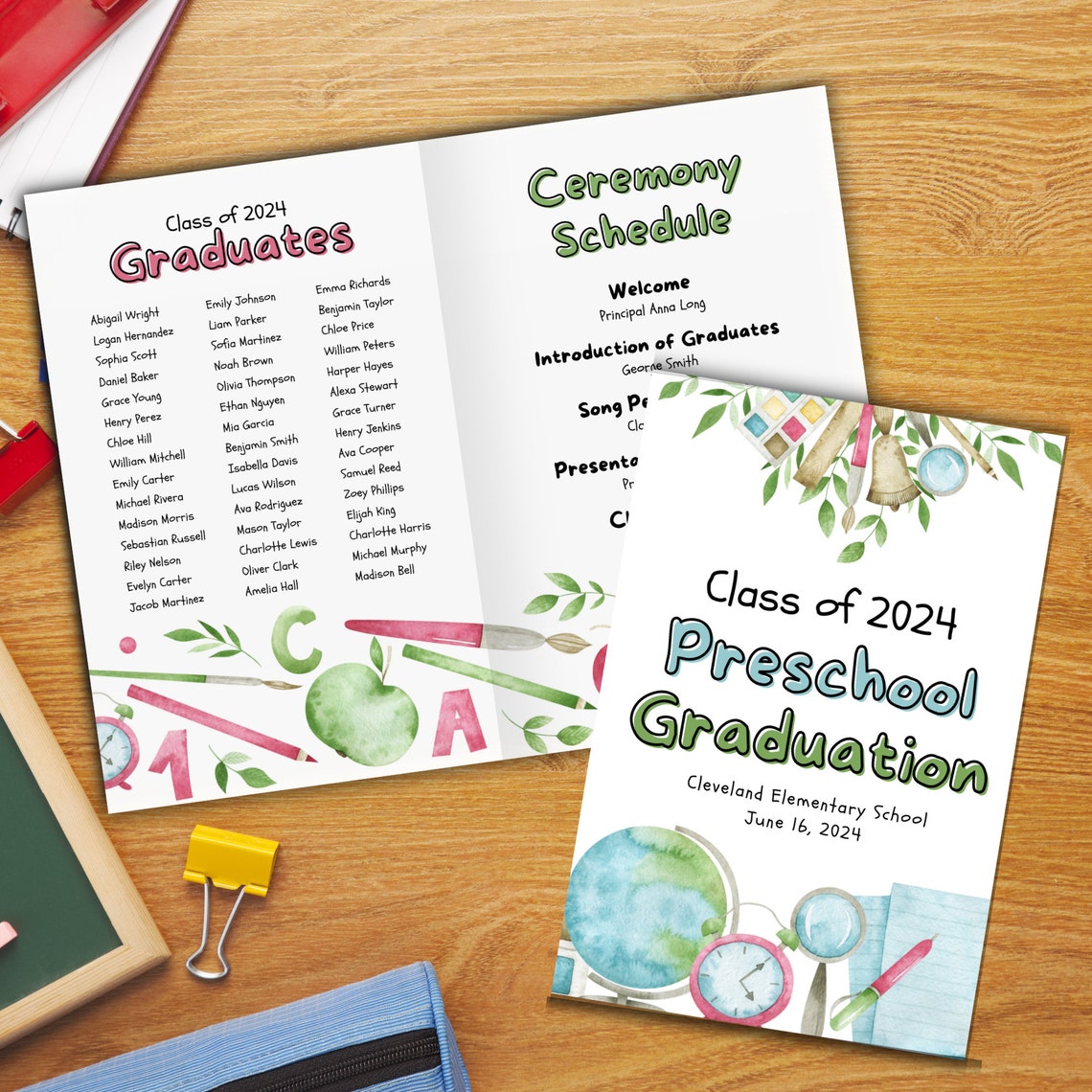 Preschool Graduation Program Template, Printable Graduation Program for ...