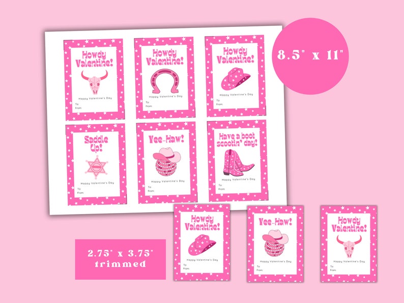 Printable Cowgirl Valentine's Day Cards, Cowgirl Valentine Cards for ...