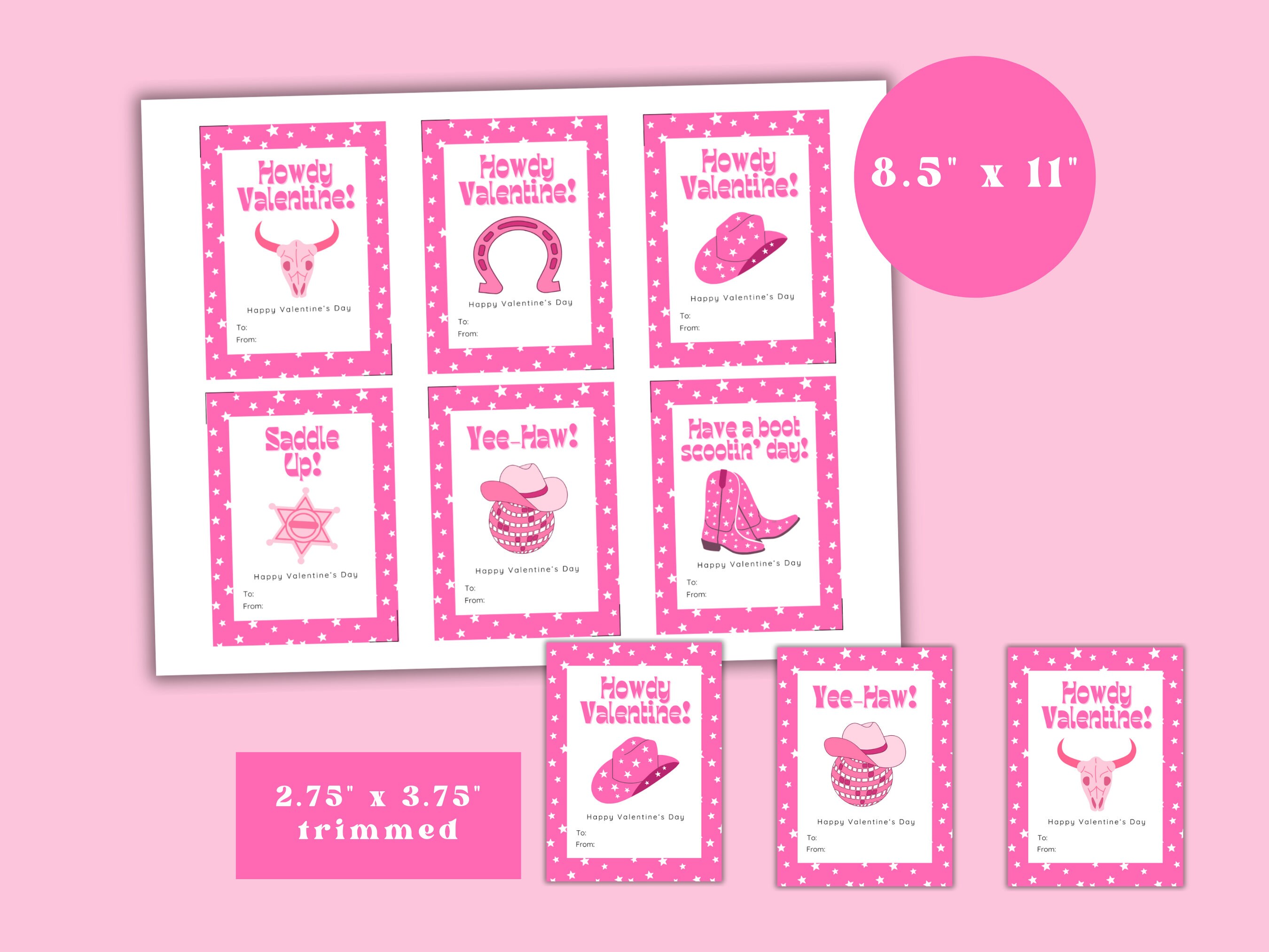 Printable Cowgirl Valentine's Day Cards, Cowgirl Valentine Cards for ...