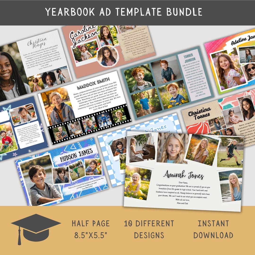 Elementary School Half Page Yearbook Ad Template Bundle, Yearbook Ad ...