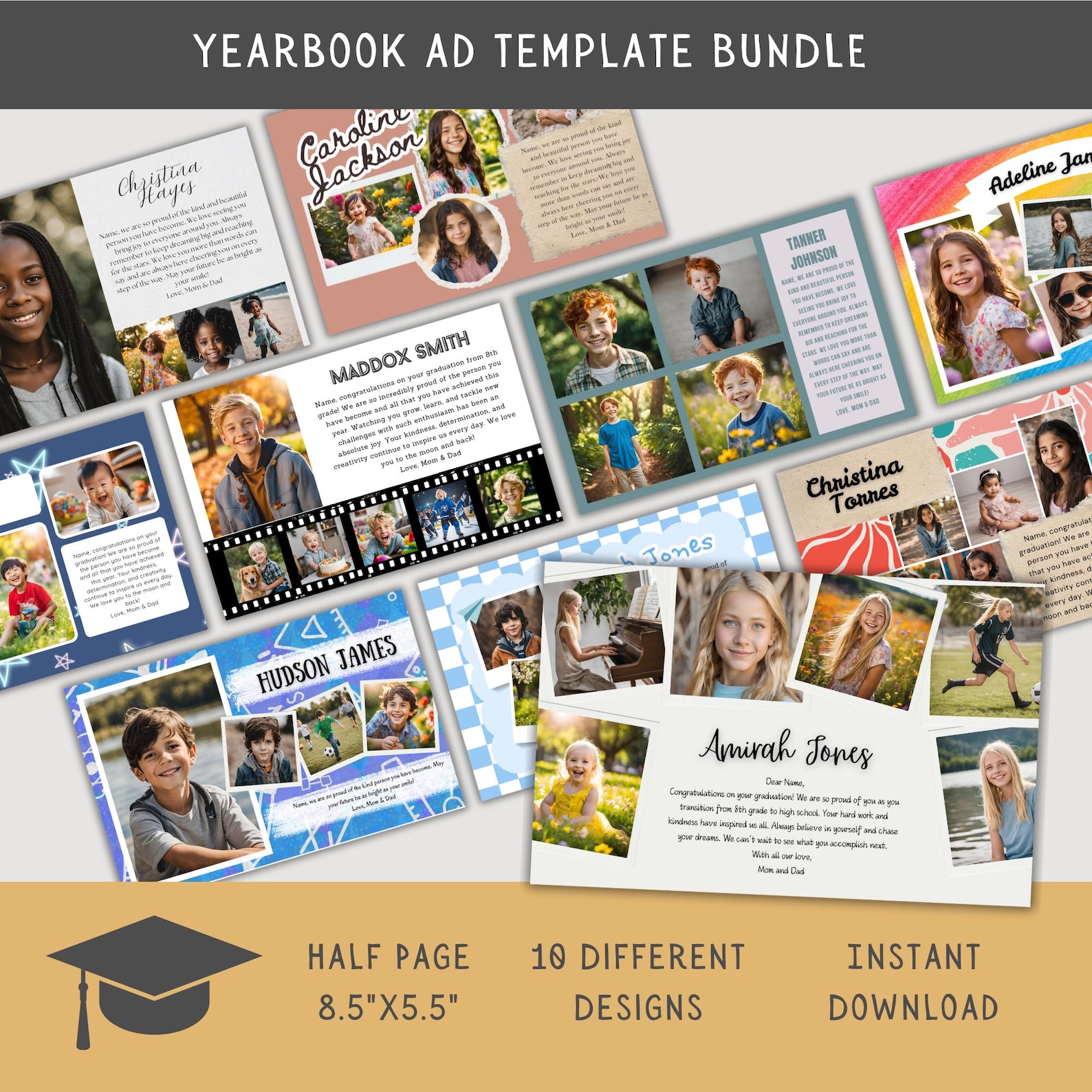 Elementary School Half Page Yearbook Ad Template Bundle, Yearbook Ad ...