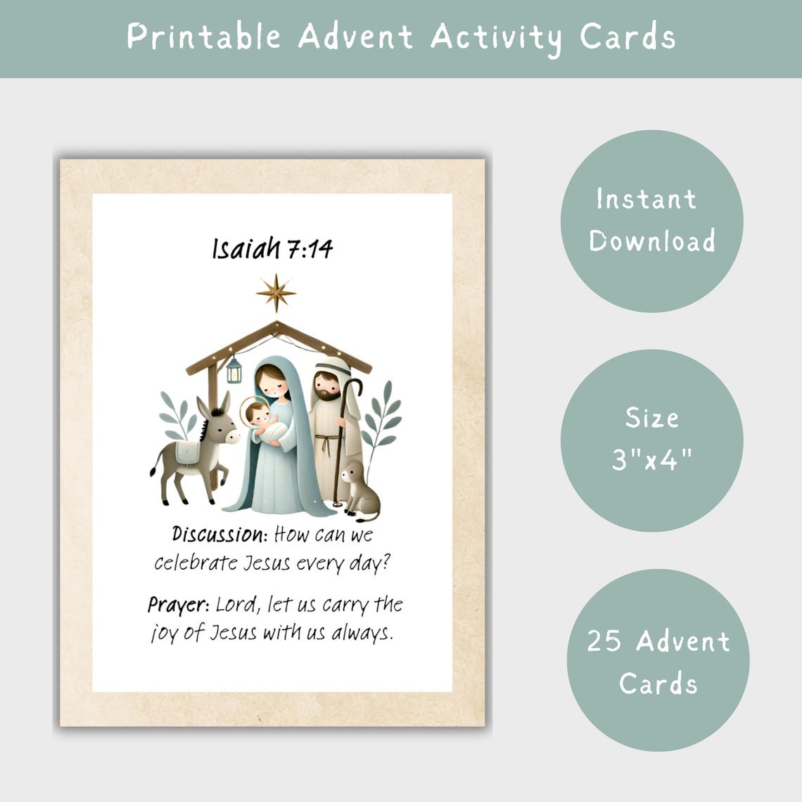 Advent Christmas Story Cards, Printable Advent Scripture for Kids ...