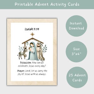 Bible Advent Calendar for Kids, Printable Advent Scripture Cards for ...