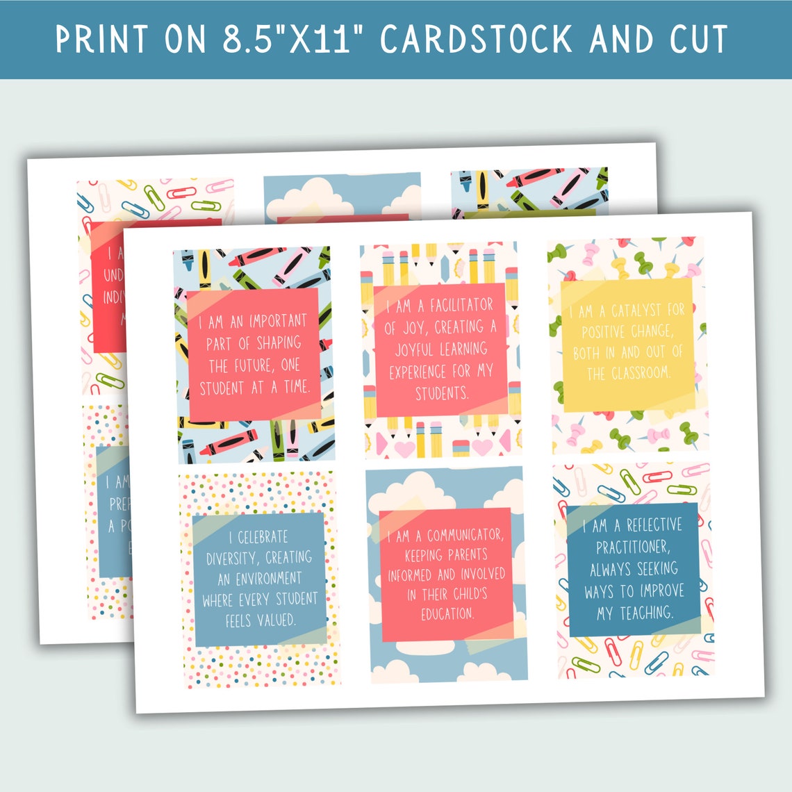 Printable Teacher Affirmation Cards, Last Minute Teacher Appreciation ...