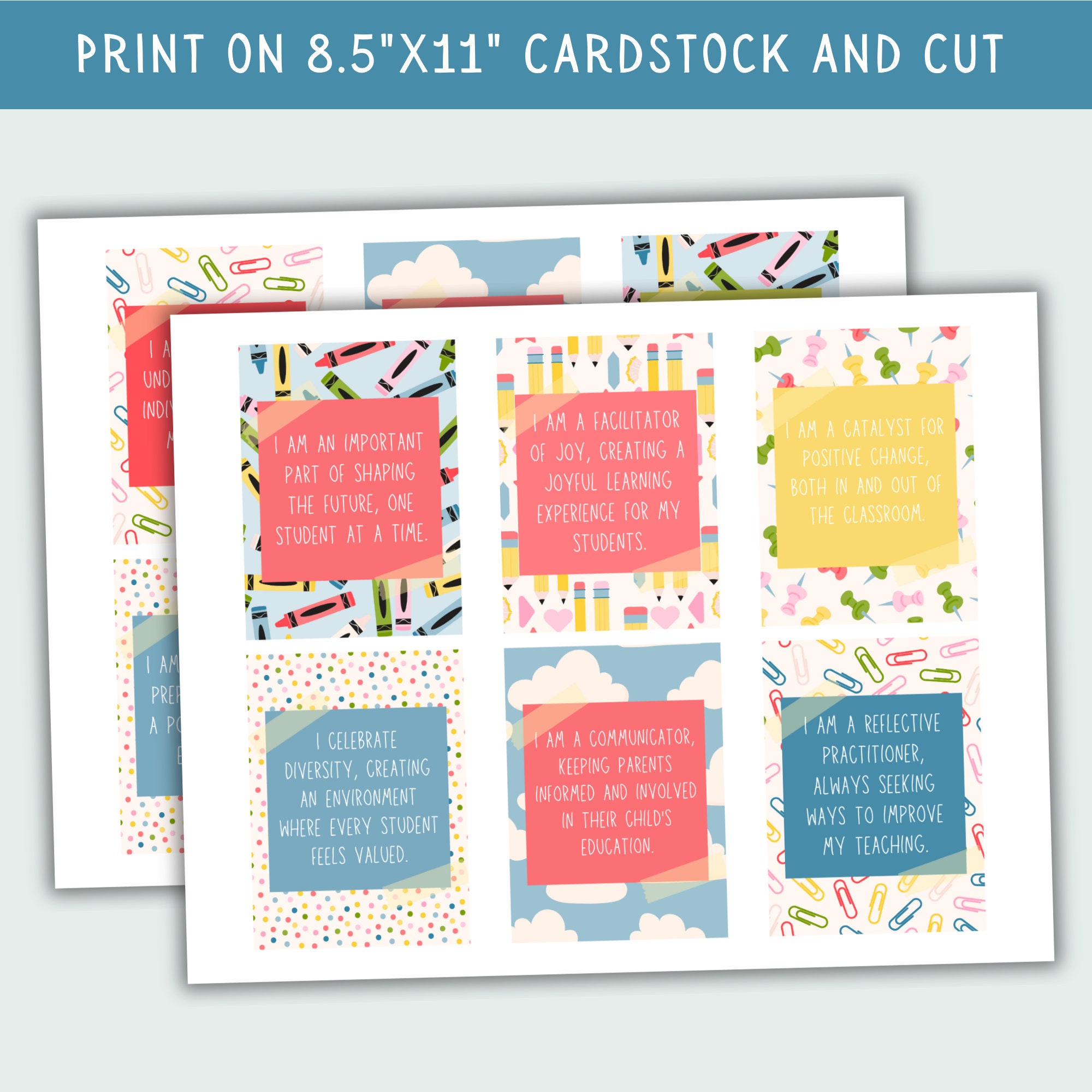 Printable Teacher Affirmation Cards, Last Minute Teacher Appreciation ...