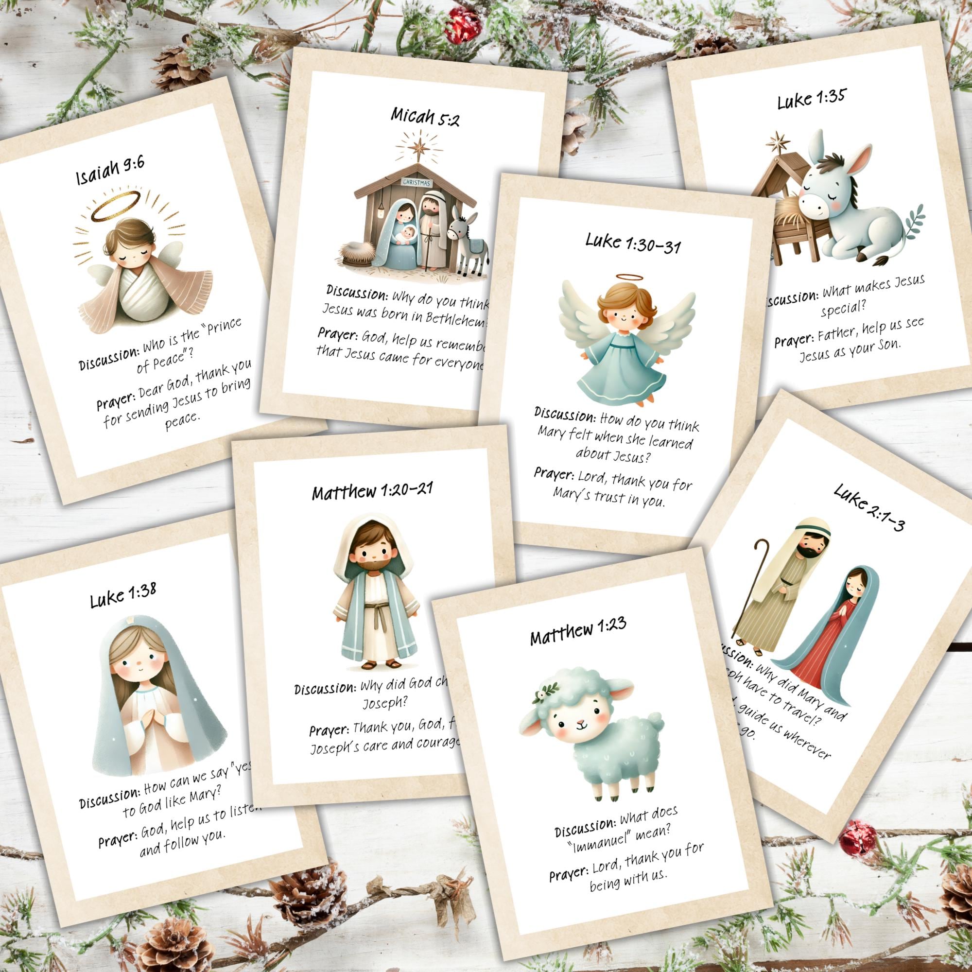 Advent Christmas Story Cards, Printable Advent Scripture for Kids ...