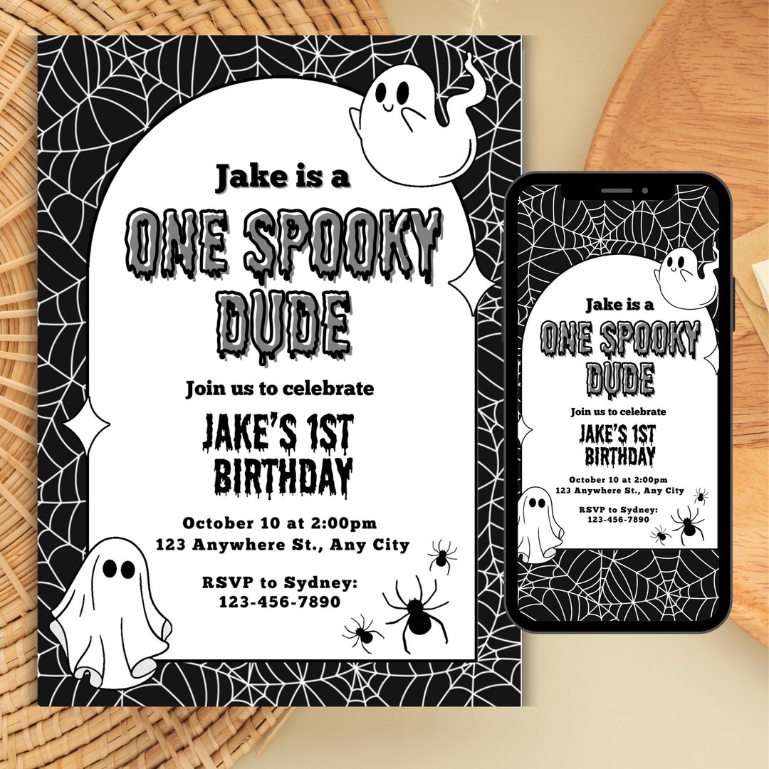 One Spooky Dude Birthday Invitation Editable, Halloween First Birthday ...