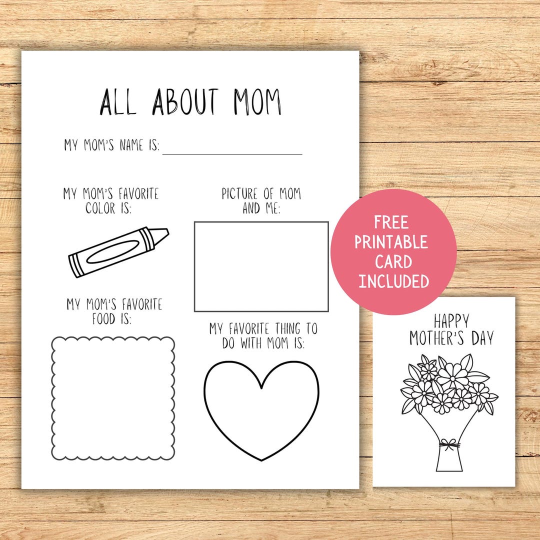 All About My Mom Printable, Printable Mother's Day Card Gift Mothers ...
