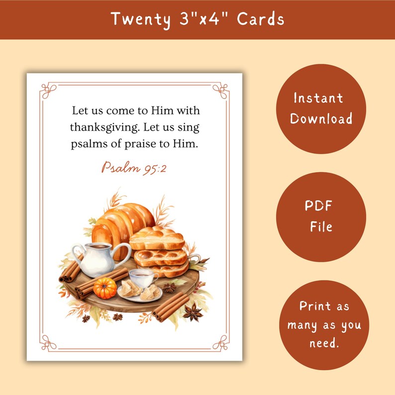 Thanksgiving Printable Scripture Cards, Fall Bible Verse Cards, Daily ...