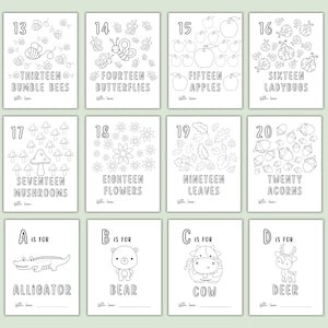 Safari Animal ABC 123 Coloring Book: Baby Shower Guest Book (PDF ...