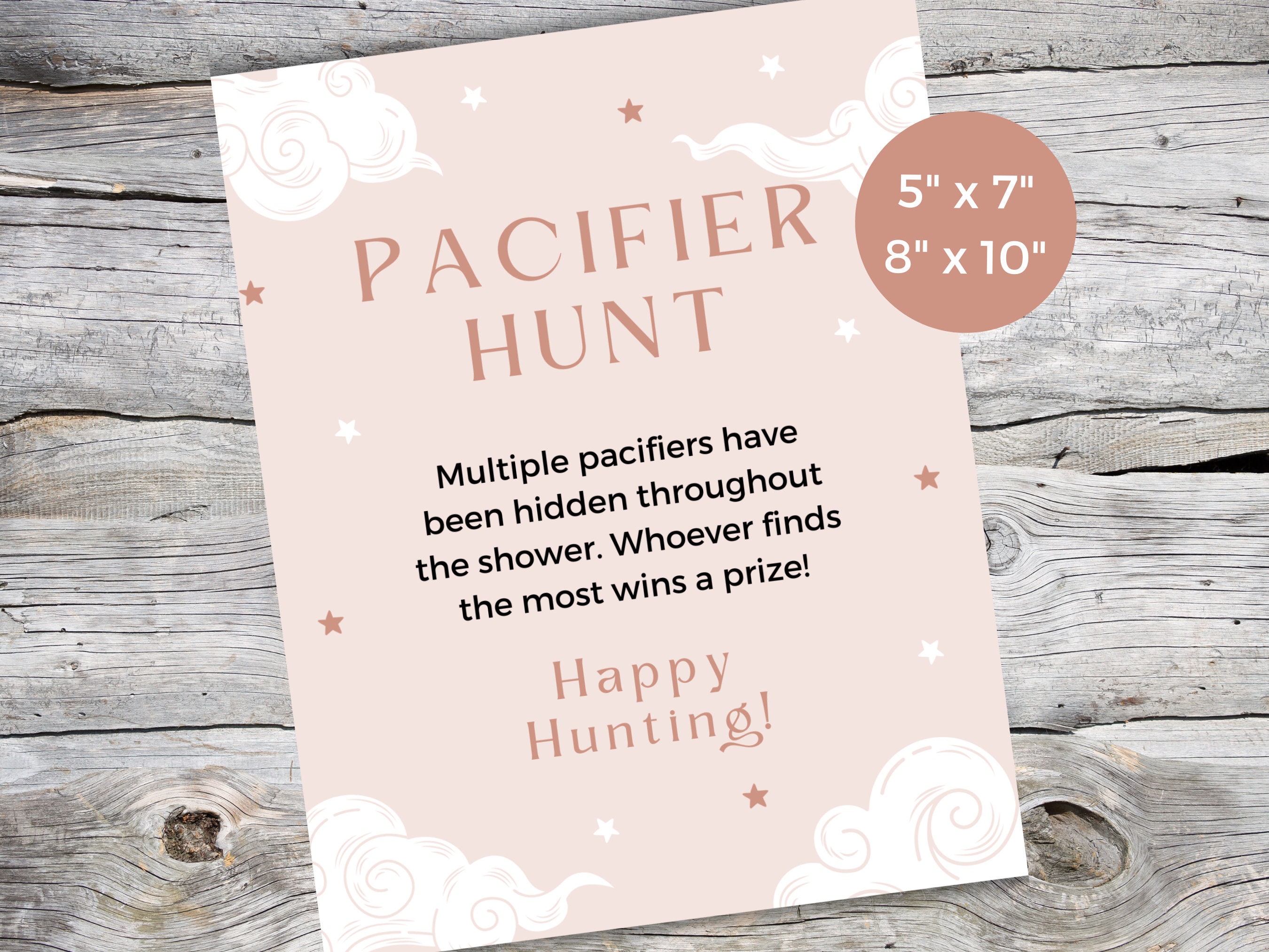 Pacifier Hunt Girl Baby Shower Game, Printable Over the Moon Pink Baby ...