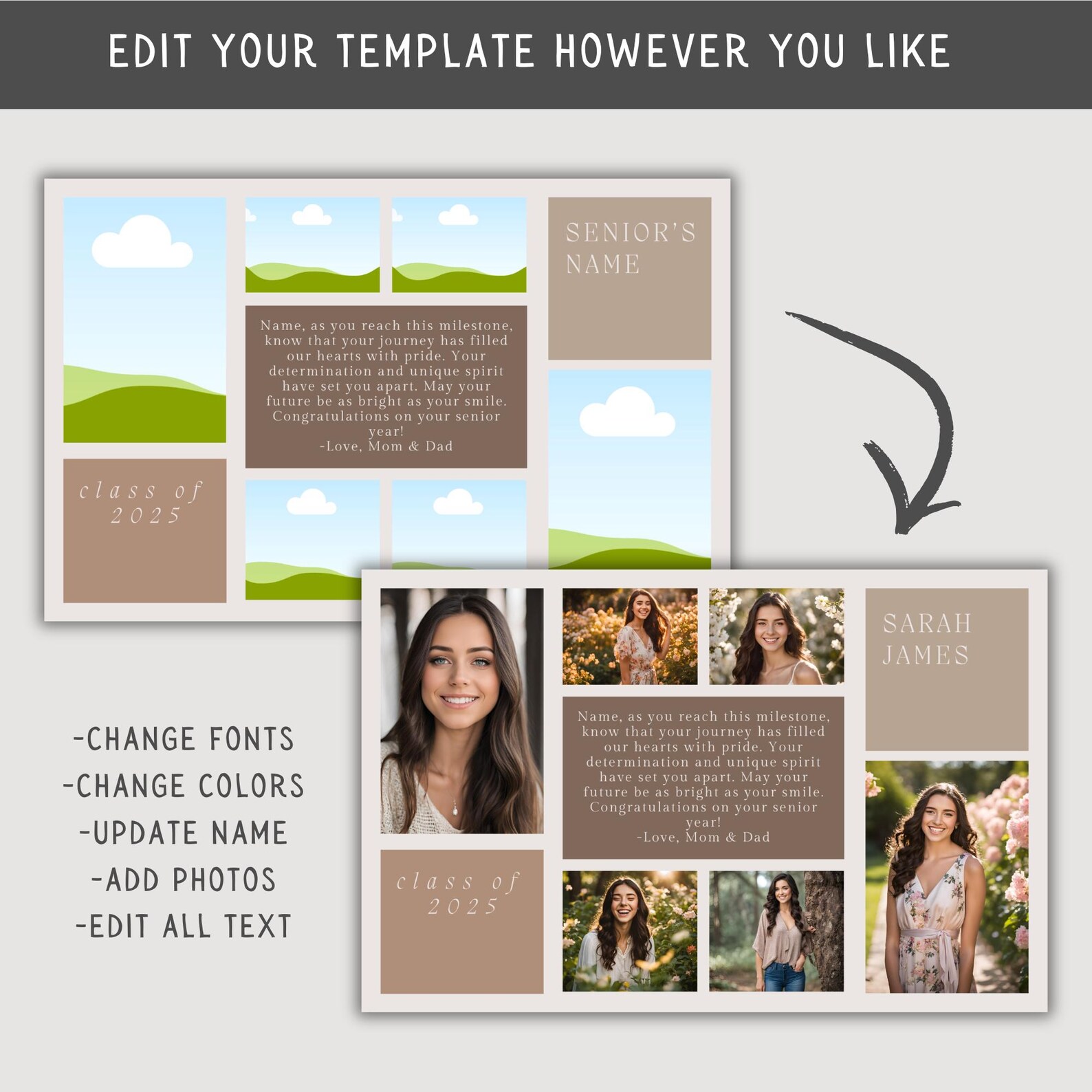 Editable Half Page Yearbook Ad Layout, High School Senior Yearbook Ad ...