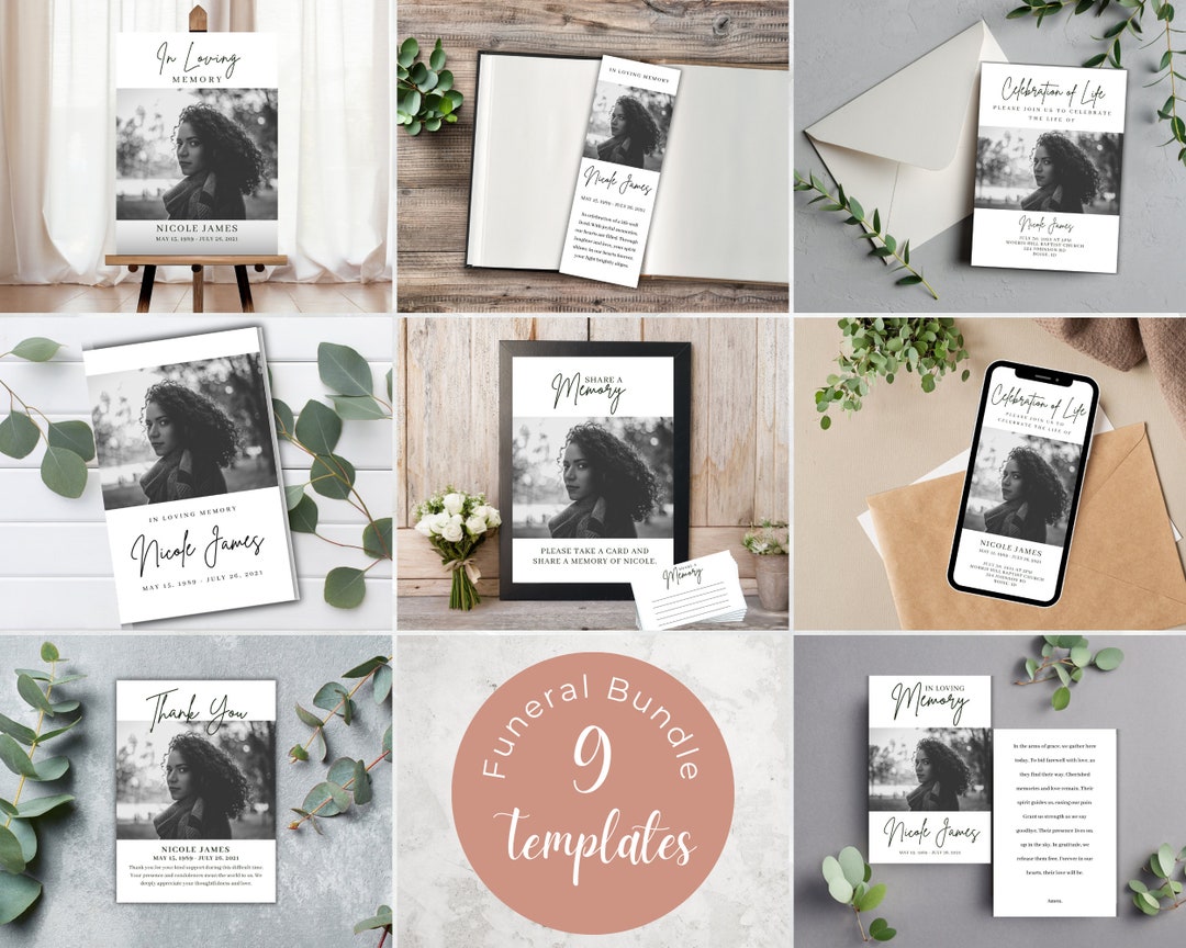 Editable Funeral Bundle, Minimalist Funeral Program Bundle, Memorial ...