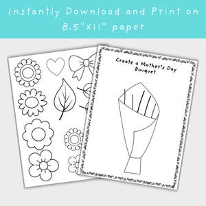 Printable Mother's Day Coloring Craft for Kids, Mothers Day Activity ...
