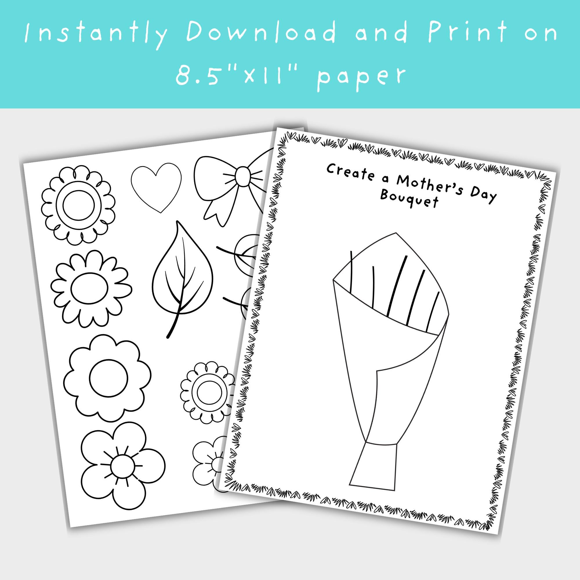 Printable Mother's Day Coloring Craft for Kids, Mothers Day Activity ...