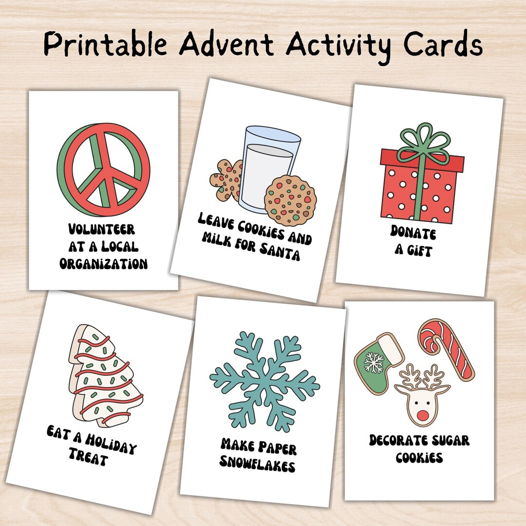 Printable Advent Activity Cards for Kids, Christmas Bucket List ...