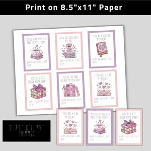 Printable Book Lover Valentine Cards for Kids, Custom Bookish ...