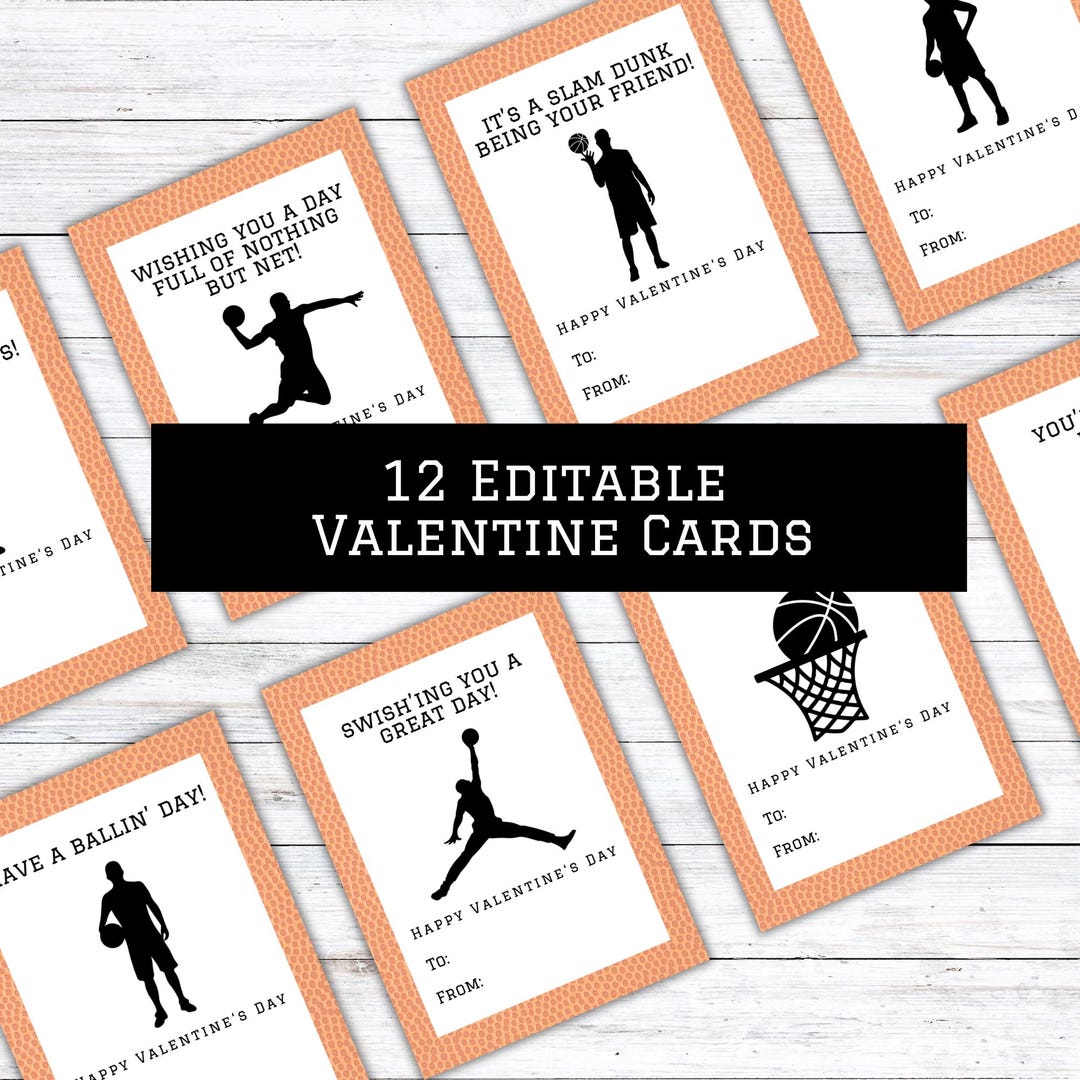 Printable Basketball Valentines Day Card, Basketball Pun Valentine ...