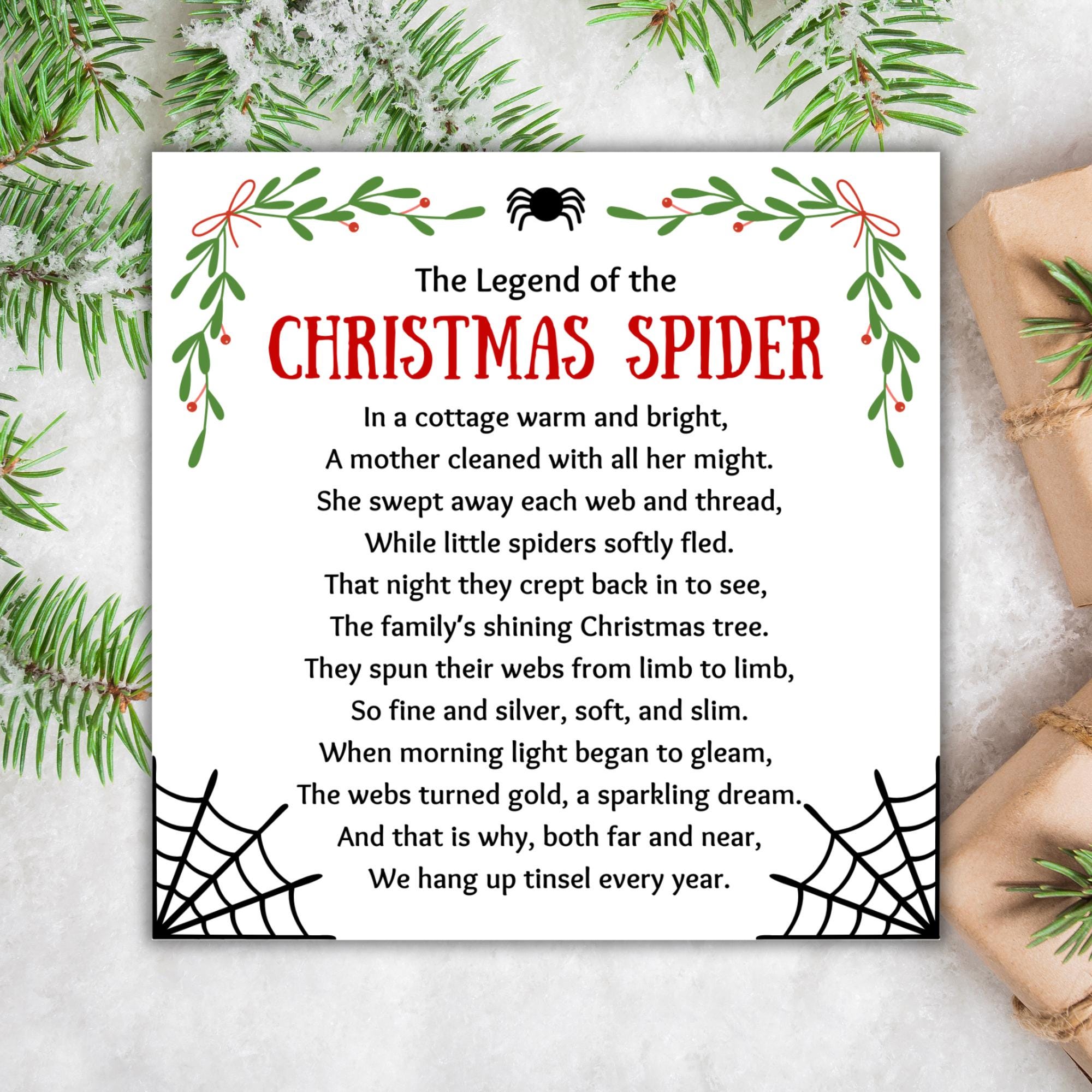 The Legend of the Christmas Spider Printable Tag, Christmas Spider ...