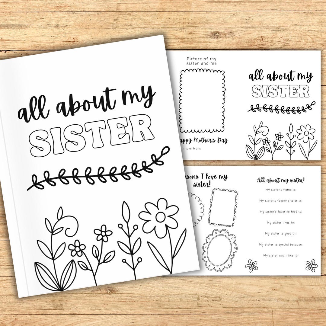 Printable Sister Mothers Day Card, Gift for Sister DIY Printable, All ...