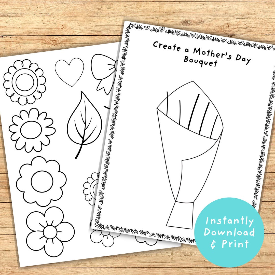 Printable Mother's Day Coloring Craft for Kids, Mothers Day Activity ...