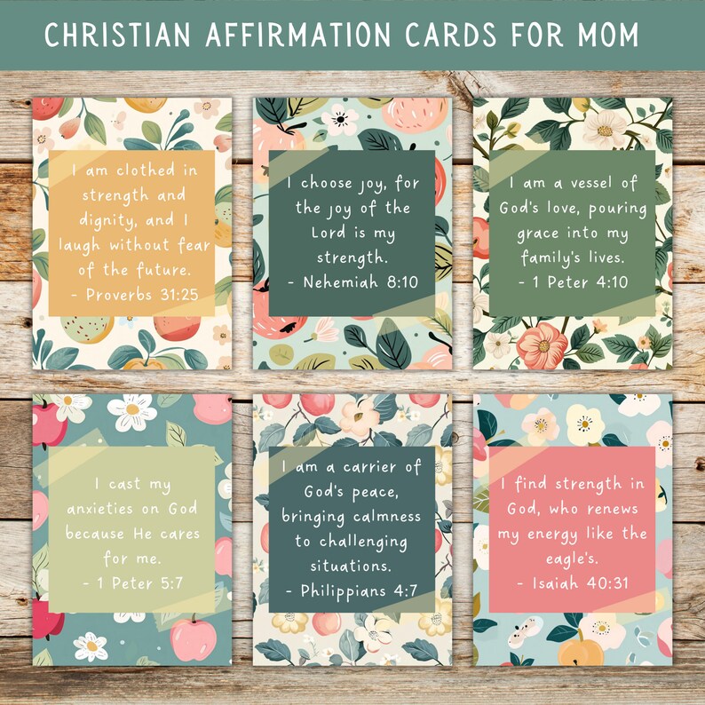 Printable Affirmation Cards for Christian Moms, Positive Affirmation ...