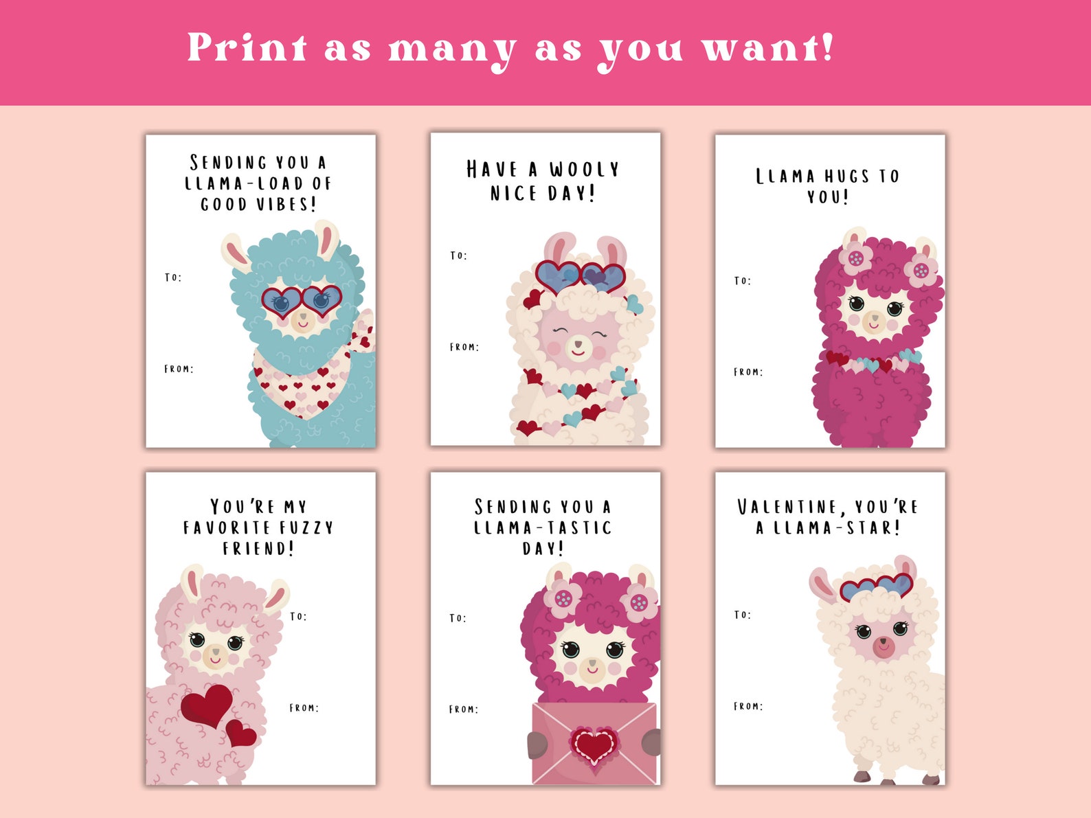 Printable Llama Valentines Day Card, Funny Pun Valentine Cards for Kids ...