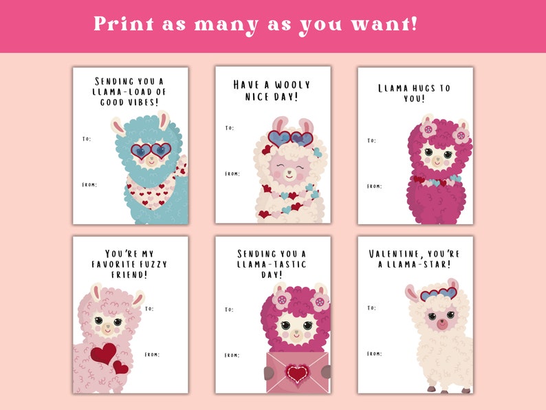 Printable Llama Valentines Day Card, Funny Pun Valentine Cards for Kids ...