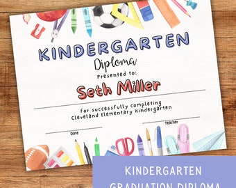 Editable Preschool Graduation Diploma Canva, Printable Graduation ...