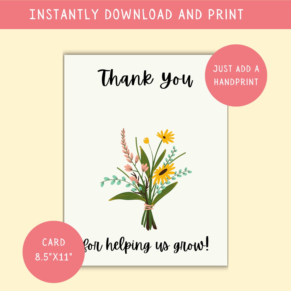 Teacher Appreciation Handprint Art Printable, Personalized Handprint ...