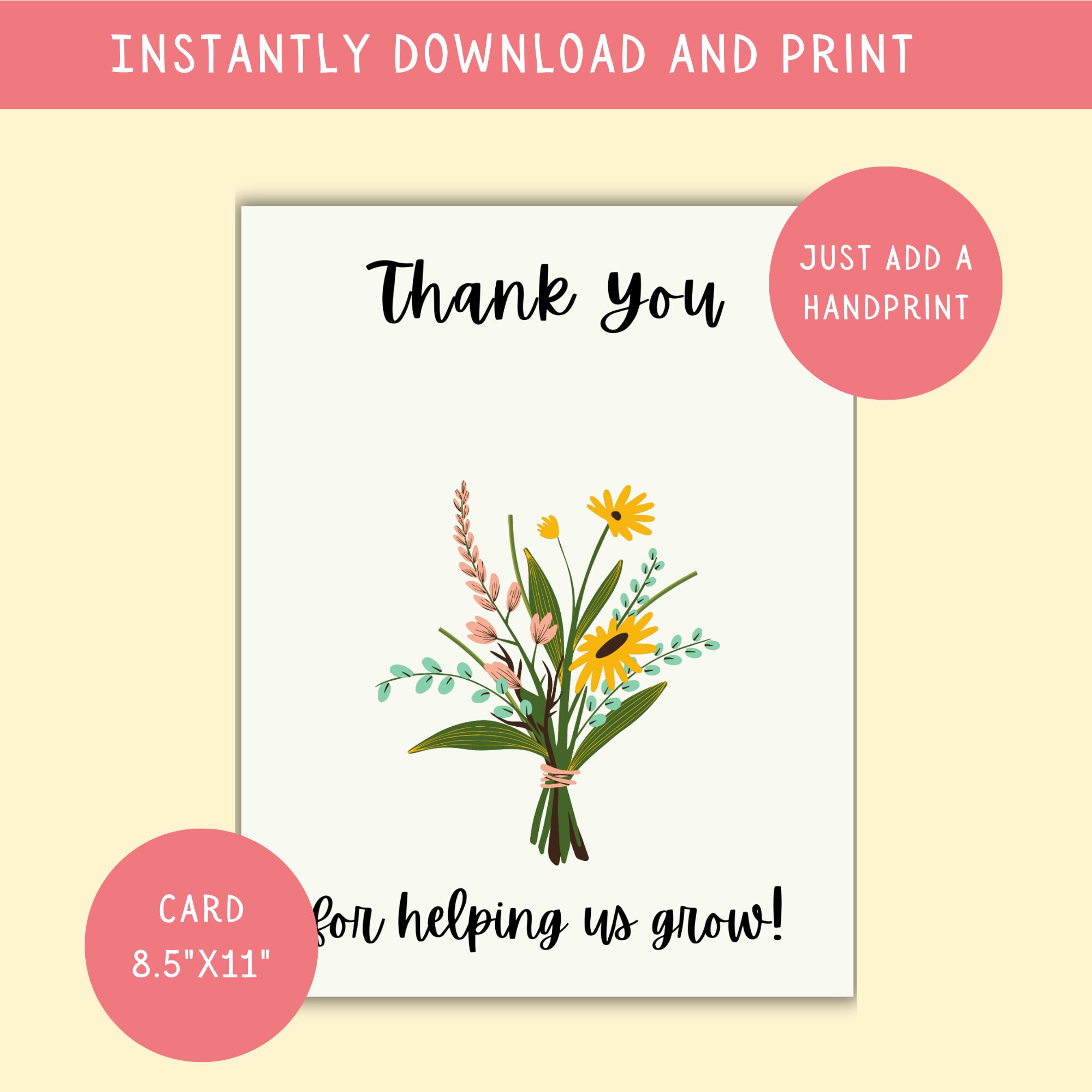 Teacher Appreciation Handprint Art Printable, Personalized Handprint ...