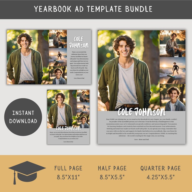 Senior Yearbook Ad Template: Photo Collage Tribute (digital Download ...