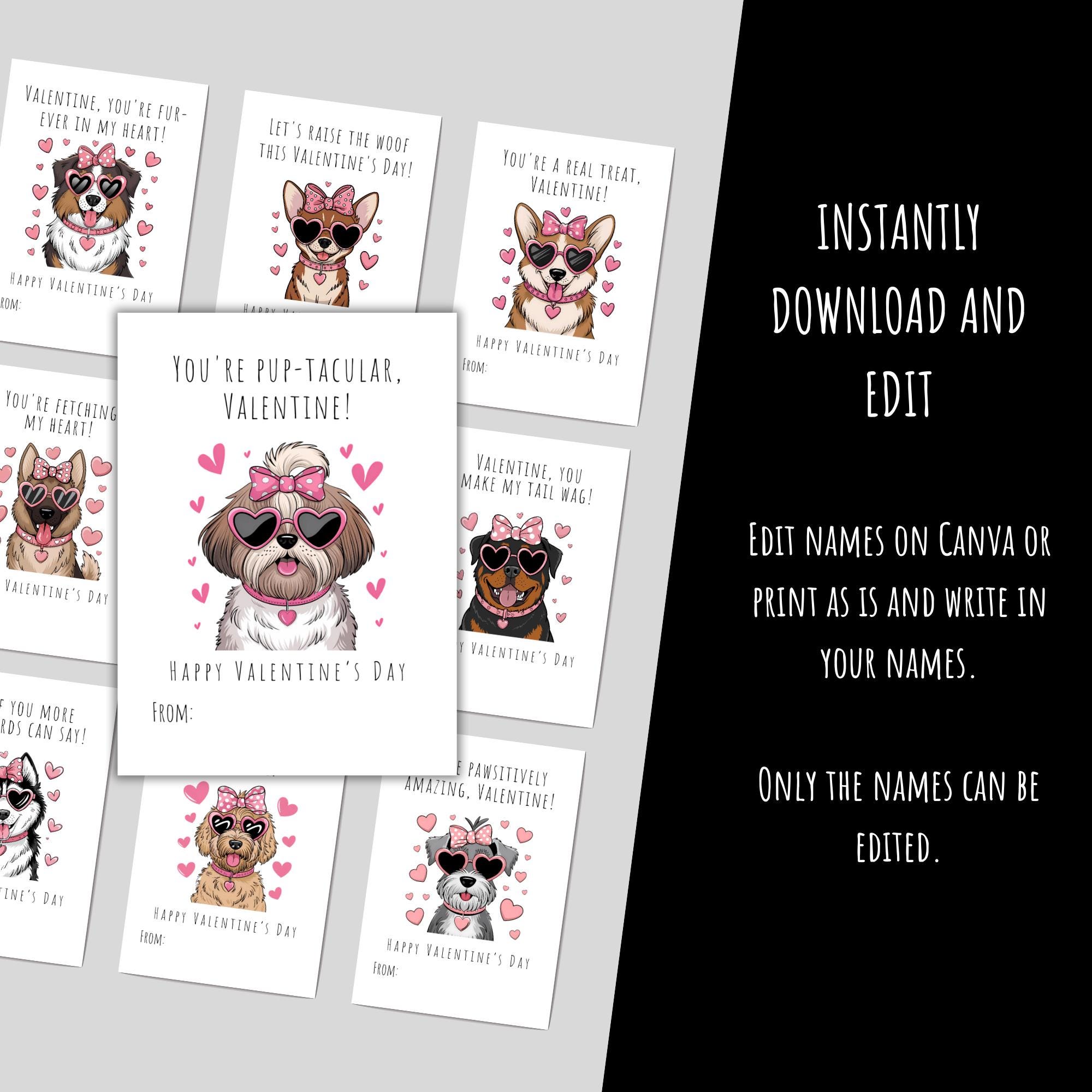 Custom Printable Dog Valentines Day Cards, Funny Printable Classroom ...