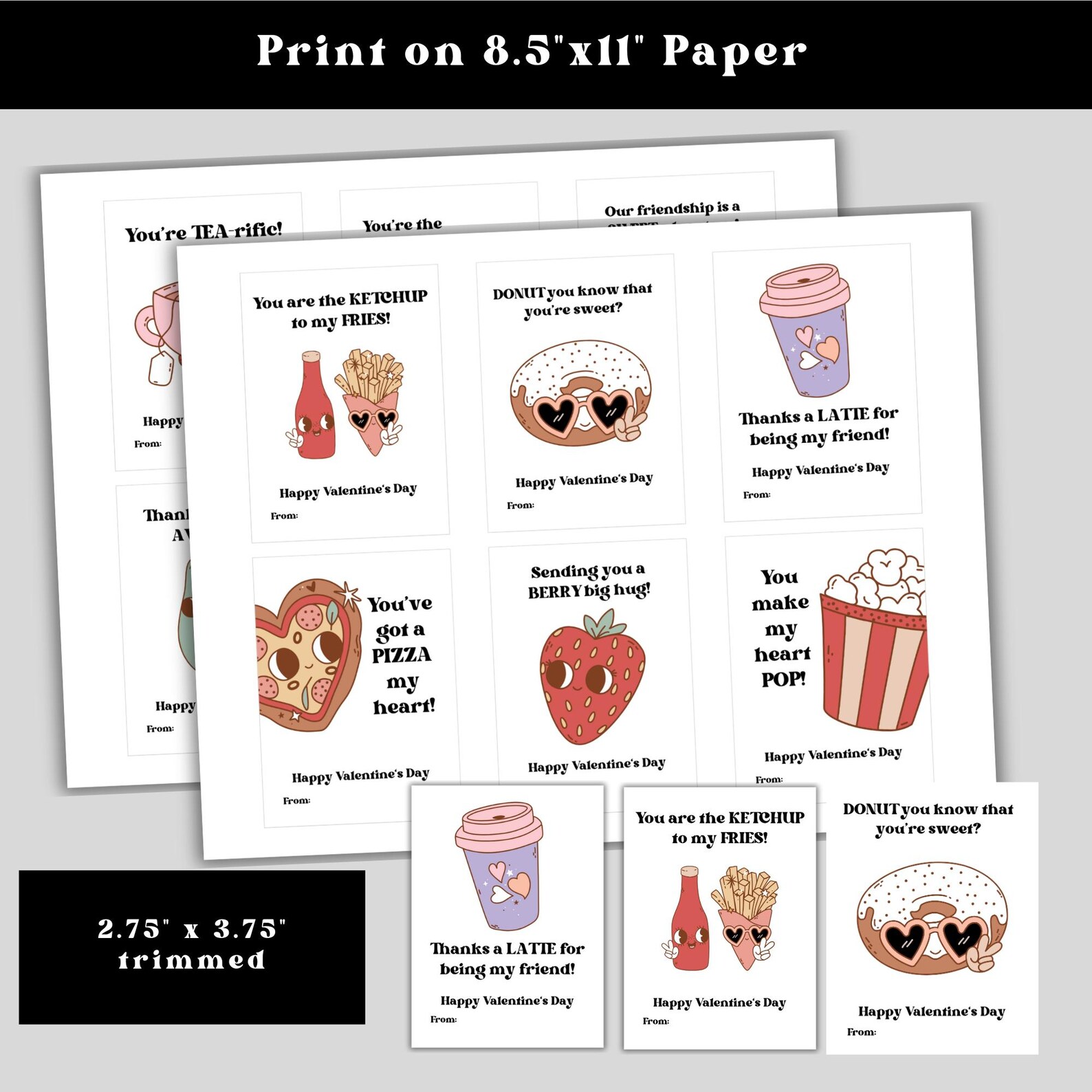 Retro Pun Valentine's Day Cards: Groovy Classroom Cutouts (PDF) - Etsy