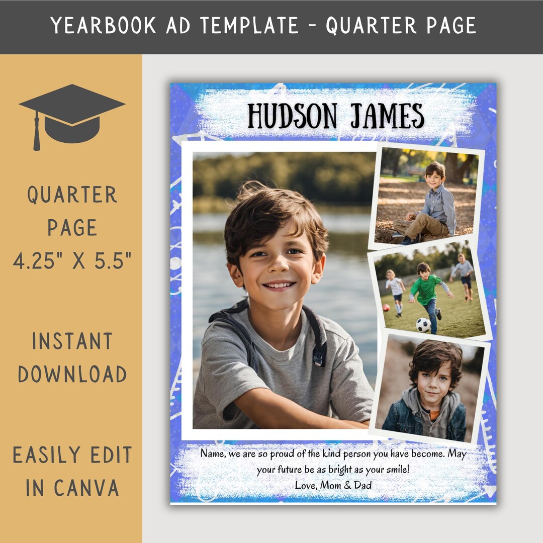 Editable Quarter Page Yearbook Ad Layout, Elementary School Yearbook Ad ...