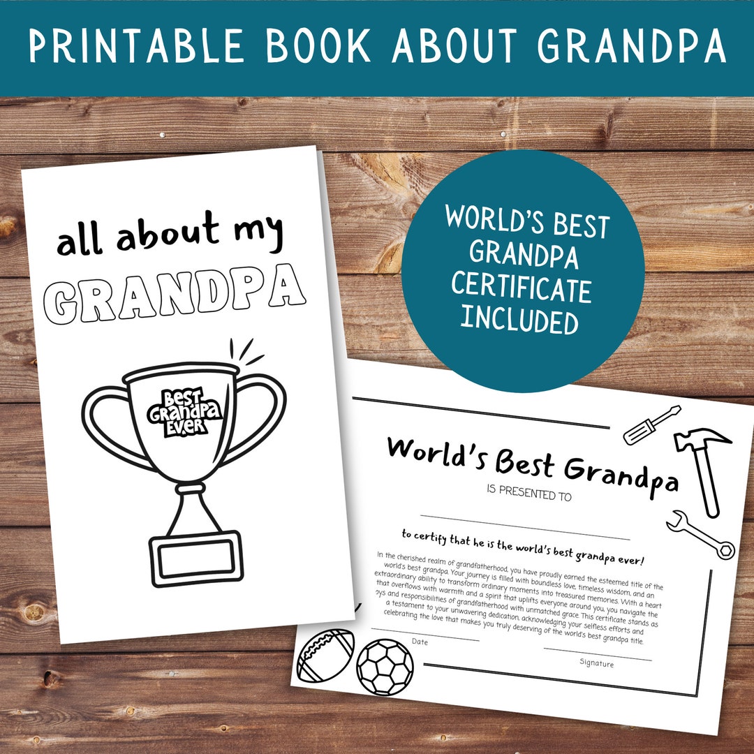 All About Grandpa Printable Book for Fathers Day Gift Idea Activity ...
