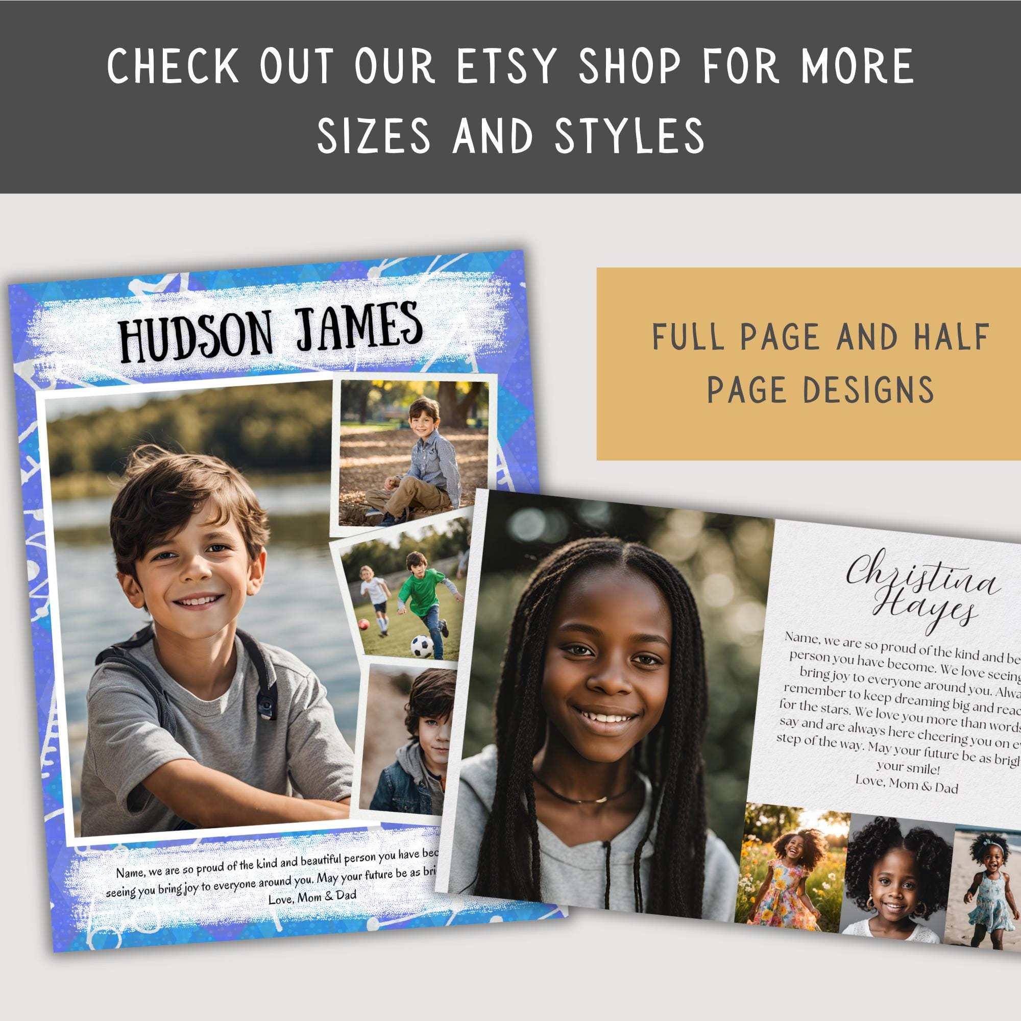 Editable Elementary School Quarter Page Yearbook Ad Template (digital ...