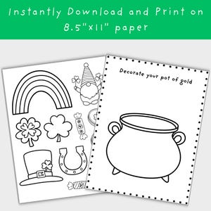St. Patrick's Day Coloring Craft: Pot of Gold Activity (printable PDF ...