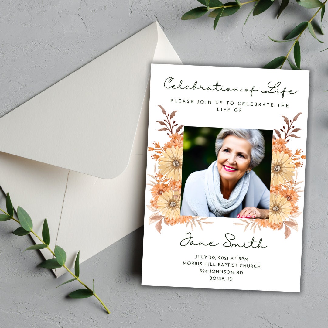 Fall Celebration of Life Invitation, Printable Autumn Funeral Invite ...