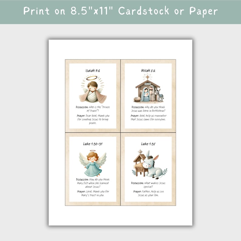 Advent Christmas Story Cards, Printable Advent Scripture for Kids ...