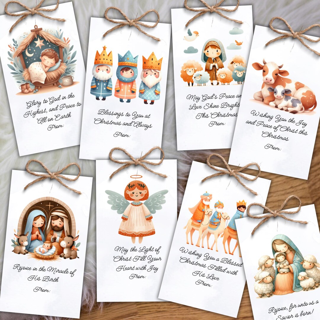 Christian Printable Christmas Gift Tags Religious, Nativity Holiday ...