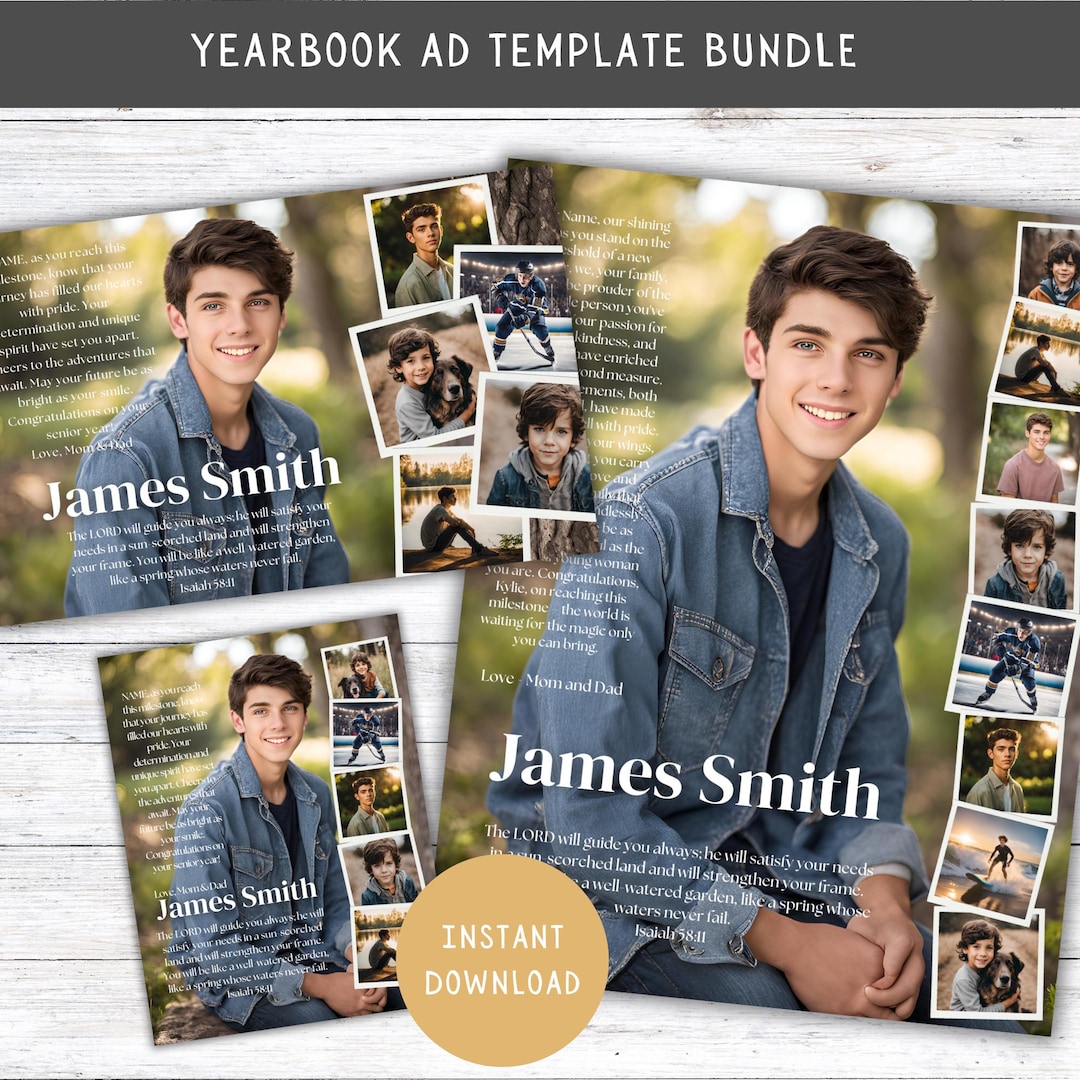 High School Senior Yearbook Ad Template, Full Page Yearbook Ad Layout ...