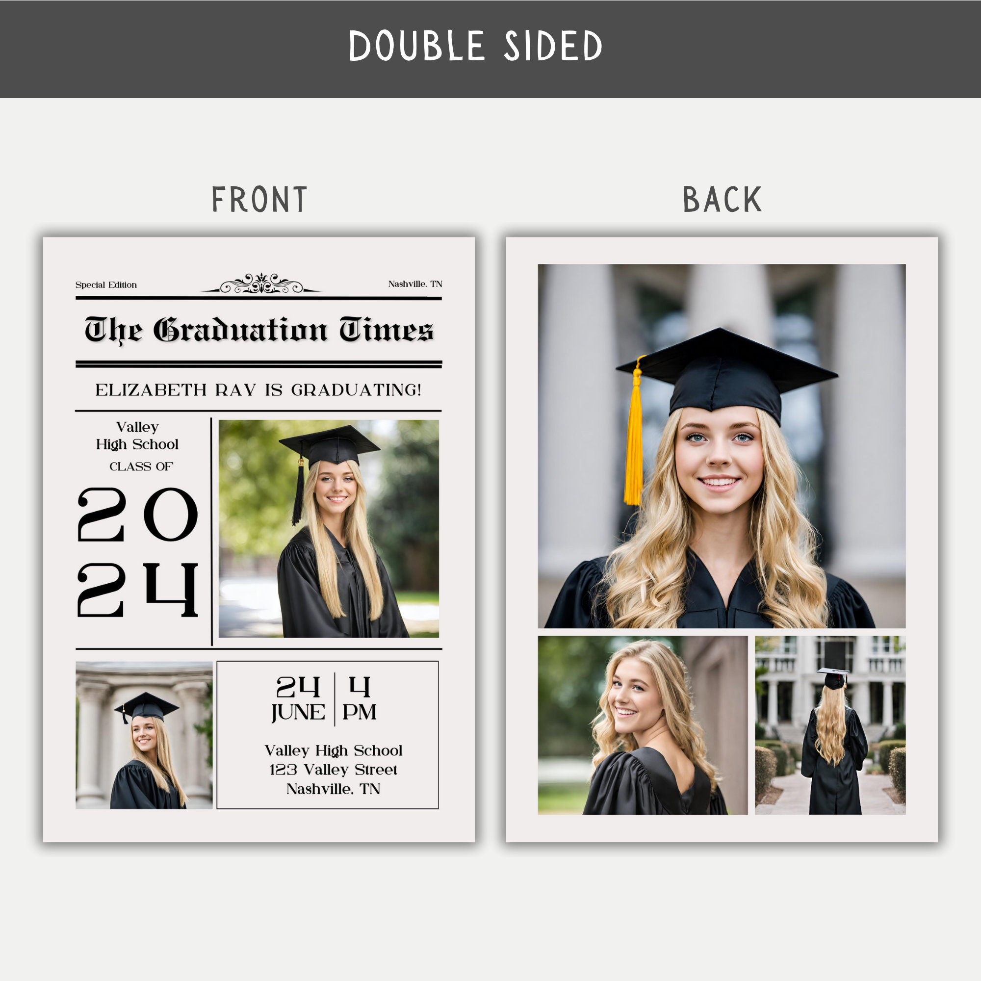 Newspaper Graduation Announcement, Graduation Invitation Template ...