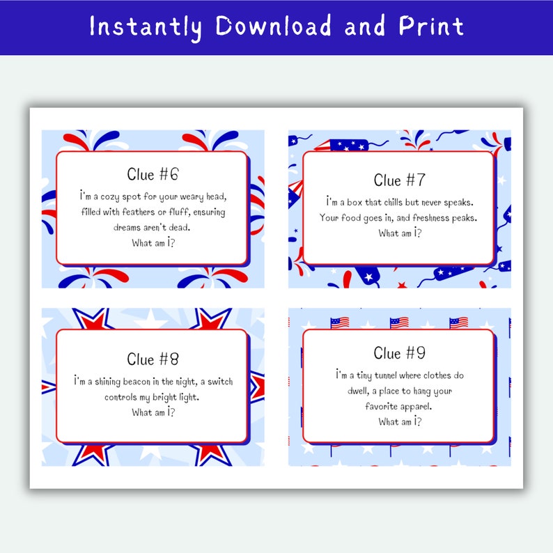 4th of July Scavenger Hunt for Teens, Fourth of July Indoor Treasure ...