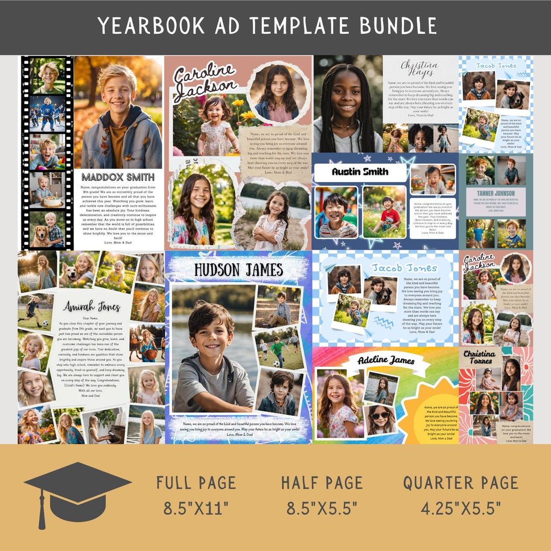 Elementary School Yearbook Ad Template, Full Page Yearbook Ad Layout ...