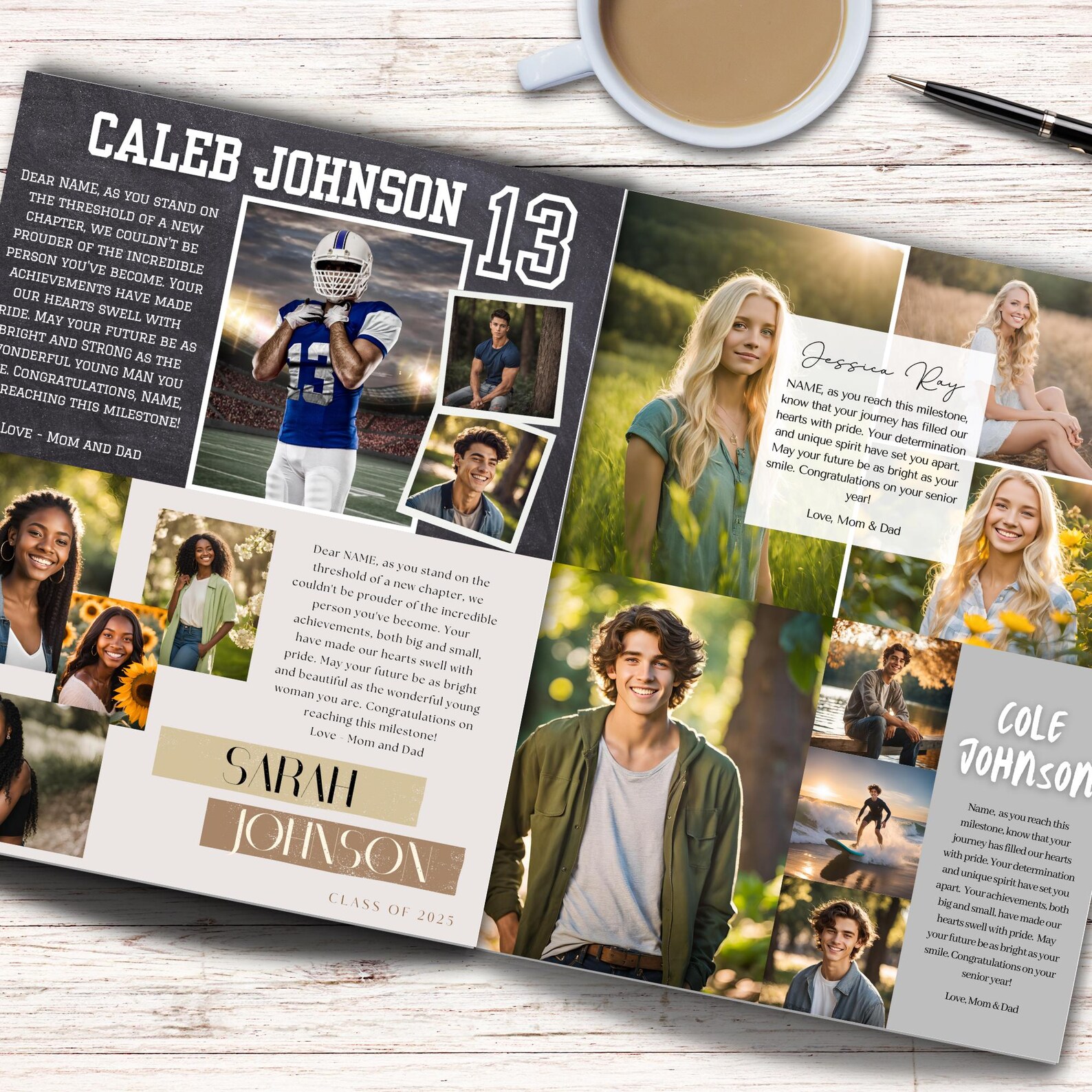 Senior Yearbook Ad Template Bundle: Photo Collage, Graduation Tribute ...