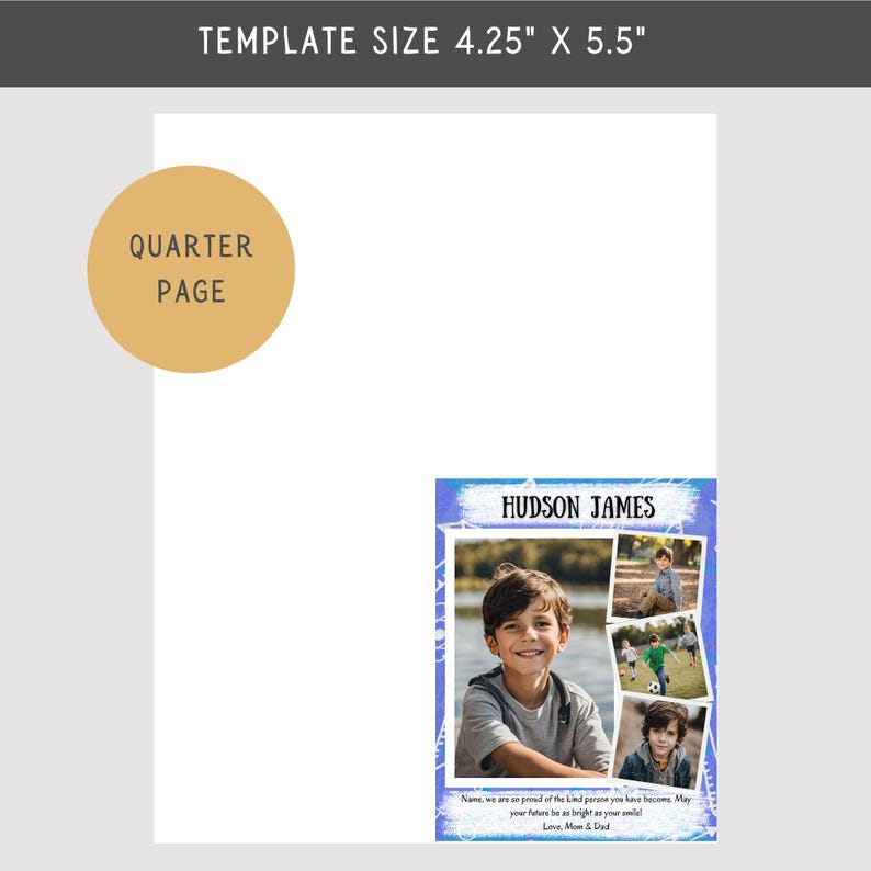 Editable Quarter Page Yearbook Ad Layout, Elementary School Yearbook Ad ...